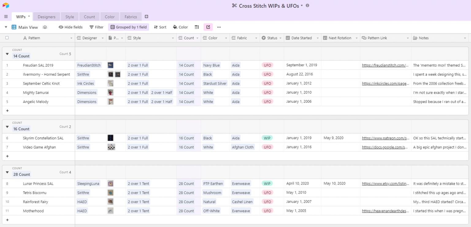 Inventory Tracking: Cross Stitch Patterns, WIPs, and Materials ⋆ ...