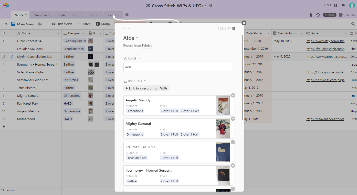Inventory Tracking: Cross Stitch Patterns, WIPs, and Materials ⋆ ...