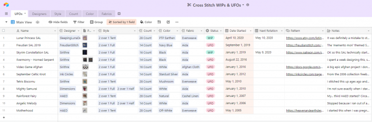 Inventory Tracking: Cross Stitch Patterns, WIPs, and Materials ⋆ ...