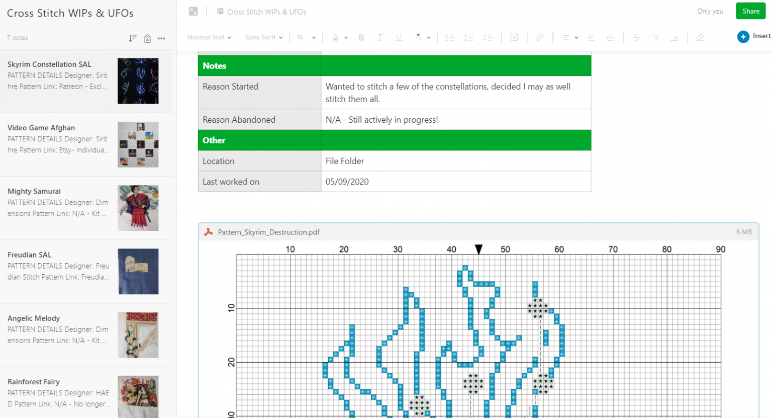 Inventory Tracking: Cross Stitch Patterns, WIPs, and Materials ⋆ ...